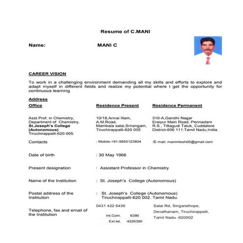 Resume -MANI C | PDF