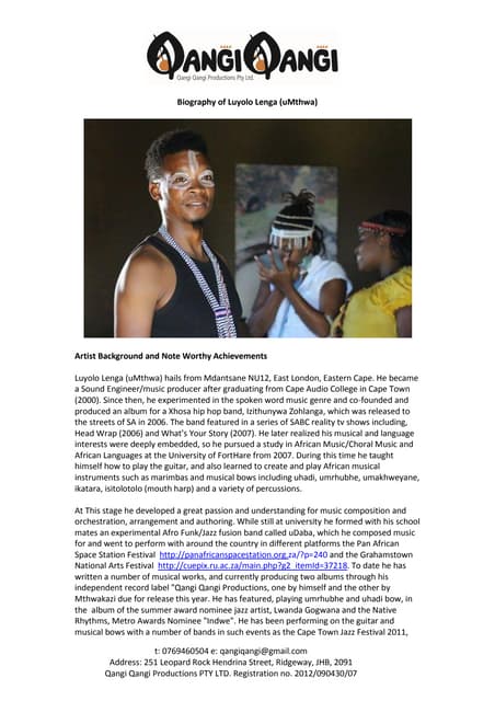 COMETSA Radio Resident DJ & Broadcaster, Hendrick Monyeki | PDF