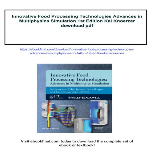 Innovative Food Processing Technologies Advances in Multiphysics ...
