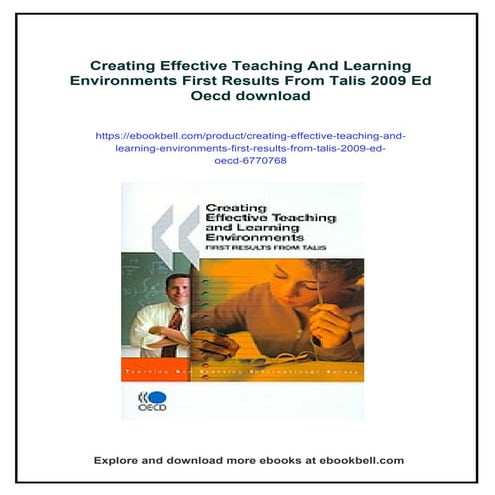Creating Effective Teaching And Learning Environments First Results From Talis 2009 Ed Oecd | PDF