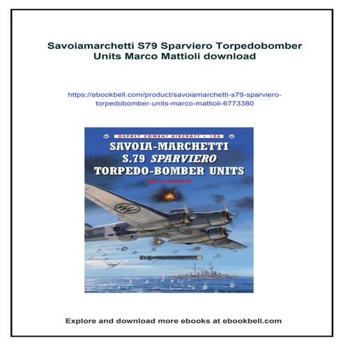 Savoiamarchetti S79 Sparviero Torpedobomber Units Marco Mattioli | PDF