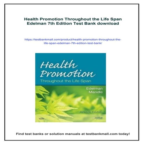Health Promotion Throughout the Life Span Edelman 7th Edition Test Bank ...