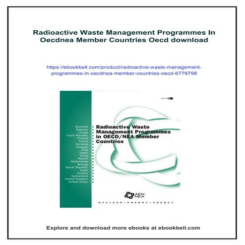 Radioactive Waste Management Programmes In Oecdnea Member Countries ...