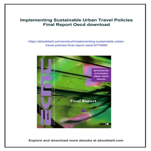 Implementing Sustainable Urban Travel Policies Final Report Oecd | PDF
