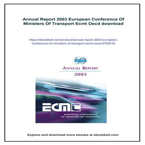 Annual Report 2003 European Conference Of Ministers Of Transport Ecmt ...
