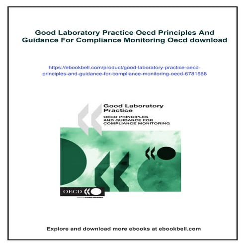 Good Laboratory Practice Oecd Principles And Guidance For Compliance Monitoring Oecd | PDF
