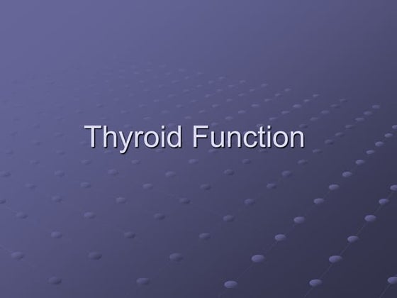THYROID FUNCTION TESTS (TFT) | PPTX | Thyroid Disorders | Endocrine and ...