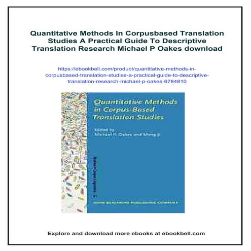 Quantitative Methods In Corpusbased Translation Studies A Practical ...