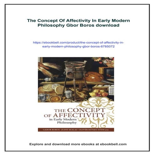 The Concept Of Affectivity In Early Modern Philosophy Gbor Boros | PDF