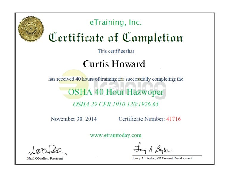 11 30 14 OSHA 40 HAZWOPER