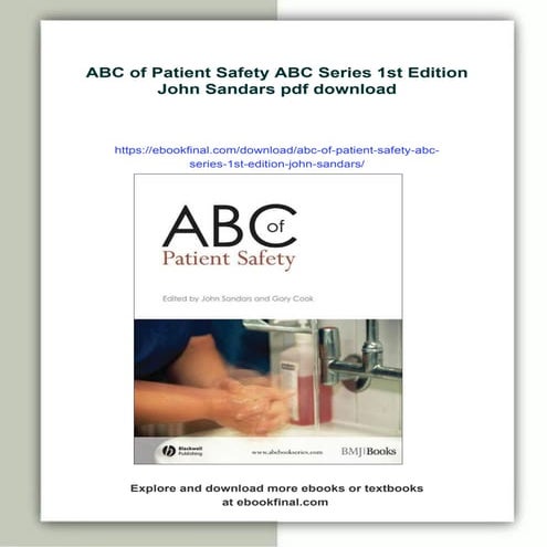 ABC of Patient Safety ABC Series 1st Edition John Sandars | PDF