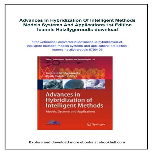 Advances In Hybridization Of Intelligent Methods Models Systems And Applications 1st Edition ...