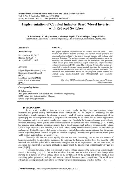 Design and Simulation of Novel 11-level Inverter Scheme with Reduced Switches | PDF | Home ...