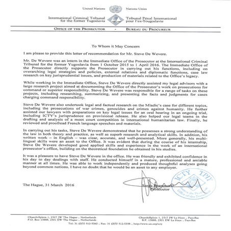 Recommandation Letter - ICTY | PDF