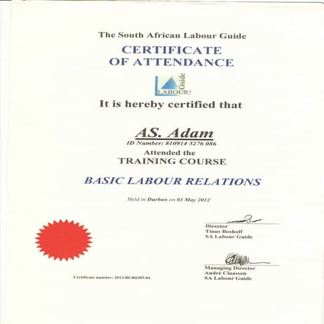 Basic Labour Relations Certificate | PDF | Careers