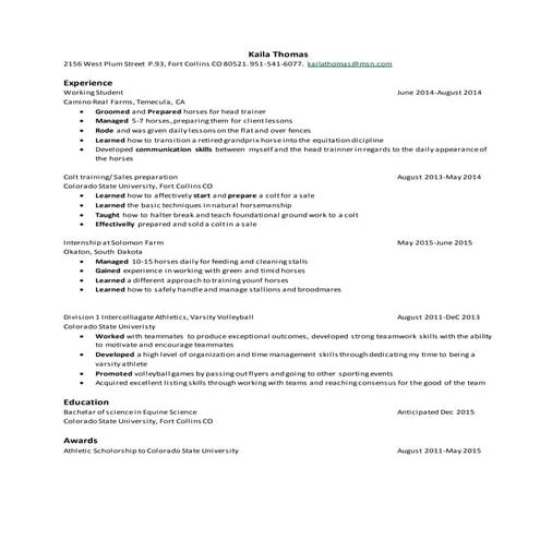 Resume (Equine) | PDF