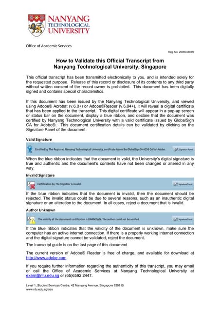 NTU transcript | PDF