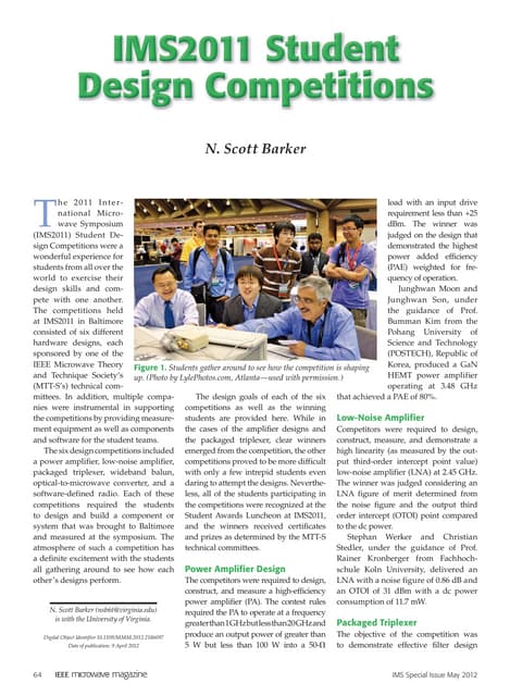 IMS2011 Student Design Competitions | PDF IMS2011 Student Design Competitions | PDF