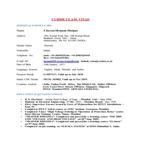 Resume atta s rao ETO | DOC
