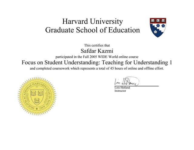 Harvard University Degree Certificate