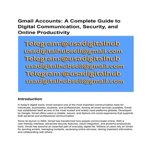 Buy Gmail Accounts: Comprehensive Guide to Secure Communication and ...