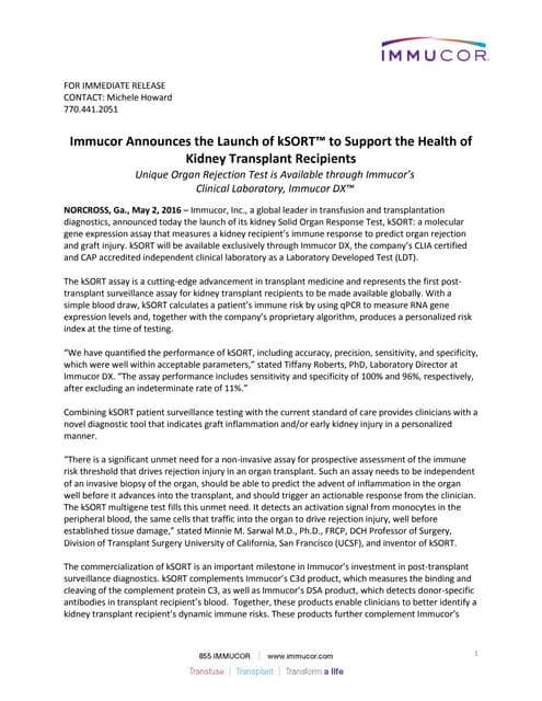 The kSORT assay to detect renal transplant patients at risk for acute ...