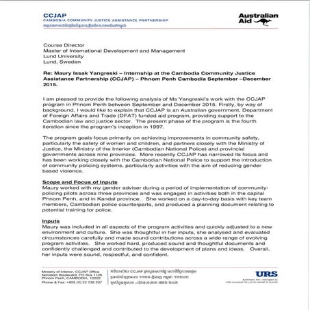 Recommendation Letter from CCJAP | PDF