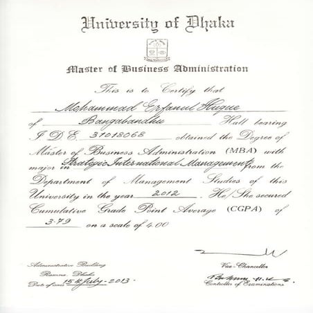 MBA certificate | PDF