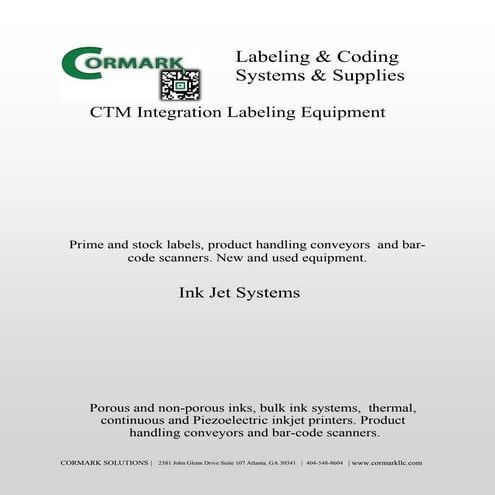 Cormark Equipment Brochure 042015 | PDF