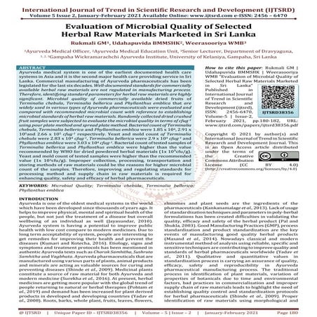 Evaluation of Microbial Quality of Selected Herbal Raw Materials ...