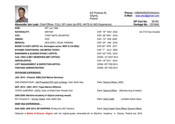 M Adham Badr CV of detailed Offshore Operations | DOC | Scuba Diving | Extreme Sports