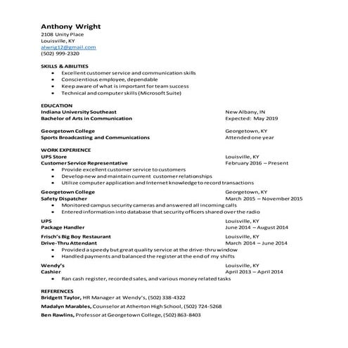 Wright_Anthony_resume_2016 | DOCX | Bars & Restaurants | Attractions