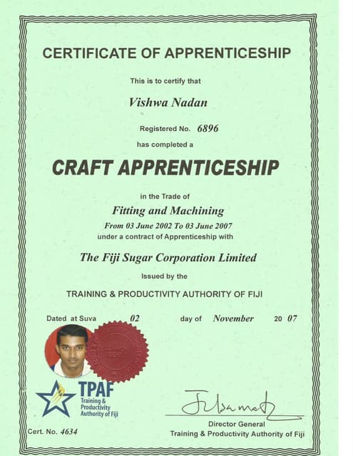 Certificate of Completion of Apprenticeship Electrican | PDF