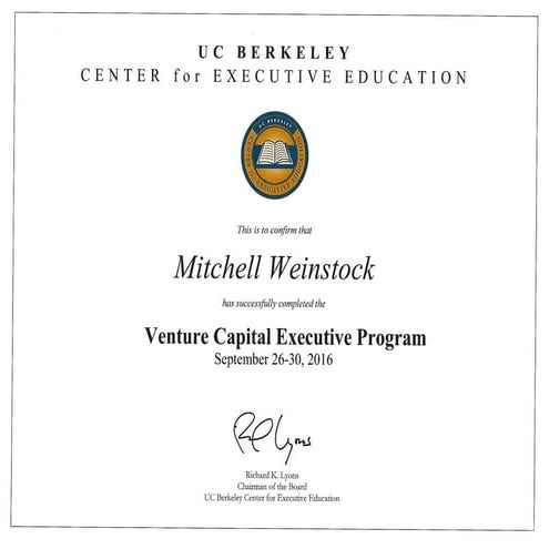 Berkeley VC Course Completion Certificate 2016 | PPT