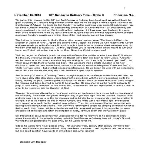 Homily: 23rd Sunday in Ordinary Time Cycle C 2013 | DOC