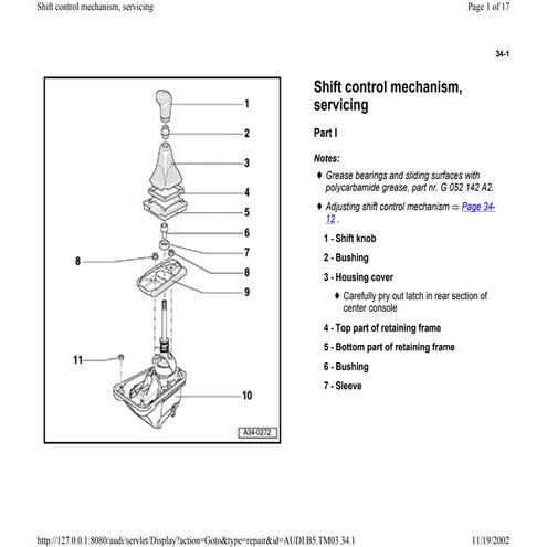 Shift control mechanism audi a4 b5 | PDF