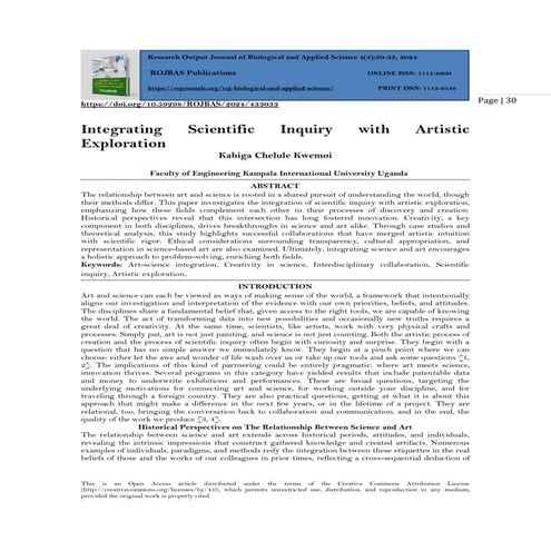 Integrating Scientific Inquiry with Artistic Exploration (www.kiu.ac.ug ...