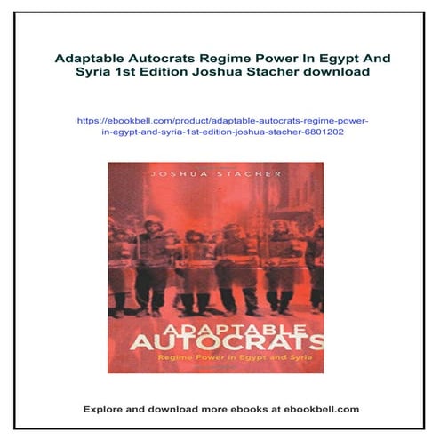 Adaptable Autocrats Regime Power In Egypt And Syria 1st Edition Joshua ...
