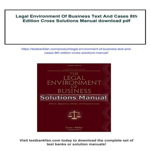 Legal Environment Of Business Text And Cases 8th Edition Cross ...