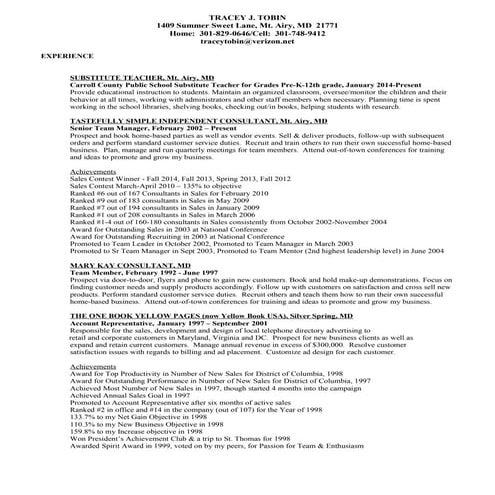 Tracey J. Tobin Retail Resume | PDF