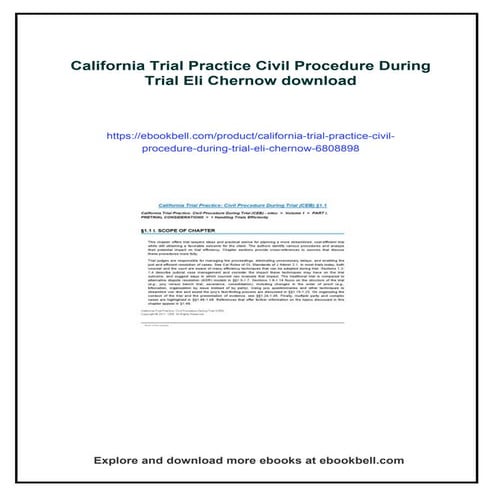 California Trial Practice Civil Procedure During Trial Eli Chernow | PDF