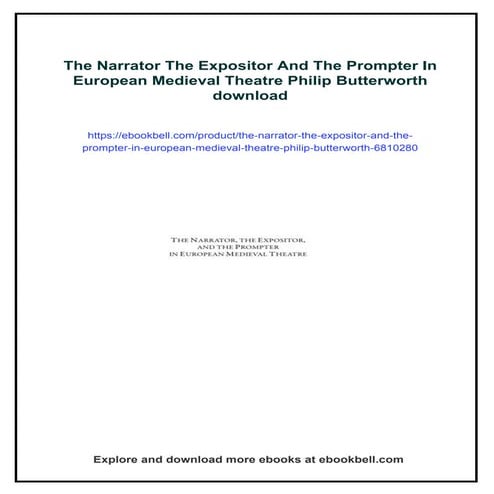 The Narrator The Expositor And The Prompter In European Medieval ...