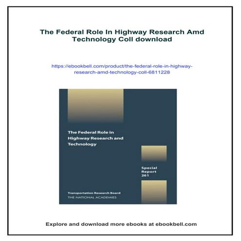 The Federal Role In Highway Research Amd Technology Coll | PDF
