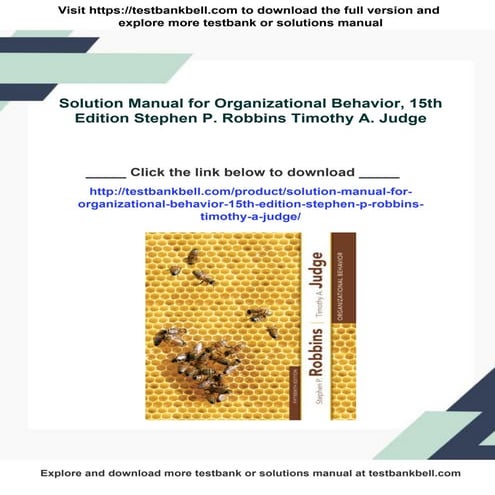 Solution Manual for Organizational Behavior, 15th Edition Stephen P ...