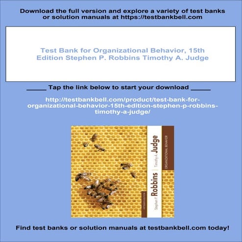 Test Bank for Organizational Behavior, 15th Edition Stephen P. Robbins ...