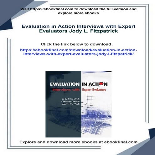 Instant download Evaluation in Action Interviews with Expert Evaluators Jody L. Fitzpatrick pdf ...