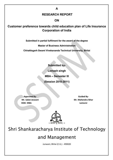 A study on customer satisfaction of life insurance policies | PDF