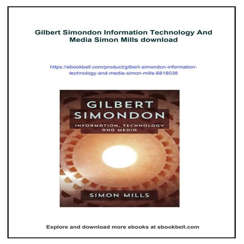 Gilbert Simondon Information Technology And Media Simon Mills | PDF
