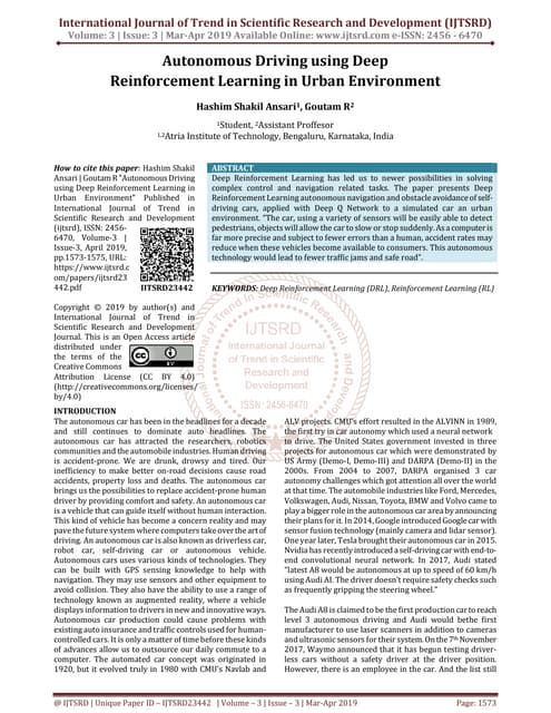 Autonomous Driving Using Deep Reinforcement Learning In Urban 0950