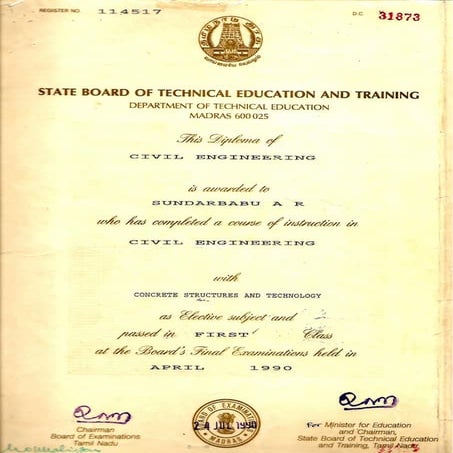 Diploma in civil Engg with Attestation | PDF